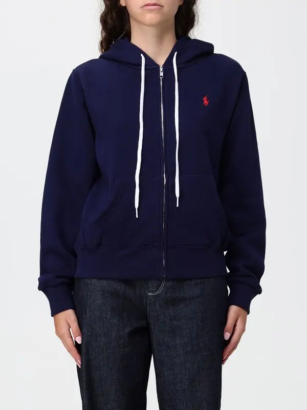 Polo Ralph Lauren Cotton-blend Zip-up Hoodie With Embroidered Logo - Navy