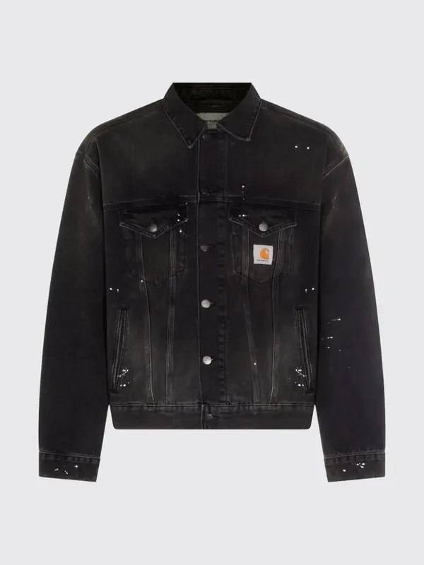 Carhartt Work In Progress Helston All-over Abstract Print Denim Jacket With Logo Patch - Black