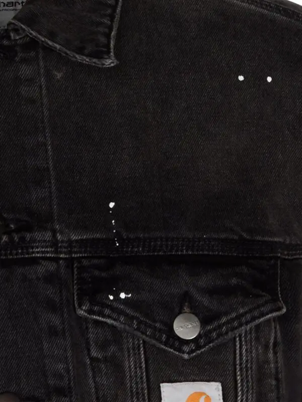 Carhartt Work In Progress Helston All-over Abstract Print Denim Jacket With Logo Patch - Black