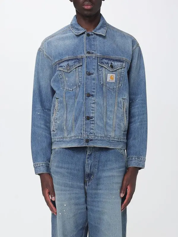 Carhartt Work In Progress Helston Abstract Print Denim Jacket - Blue