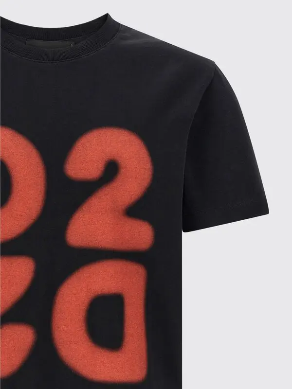 Dsquared2 Slim Fit Short-sleeved Cotton T-shirt With Printed Logo - Black