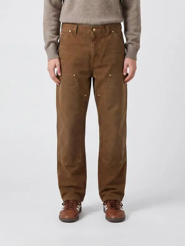 Carhartt Work In Progress Og Single Knee Wide-leg Cotton Denim Trousers With Logo - Brown