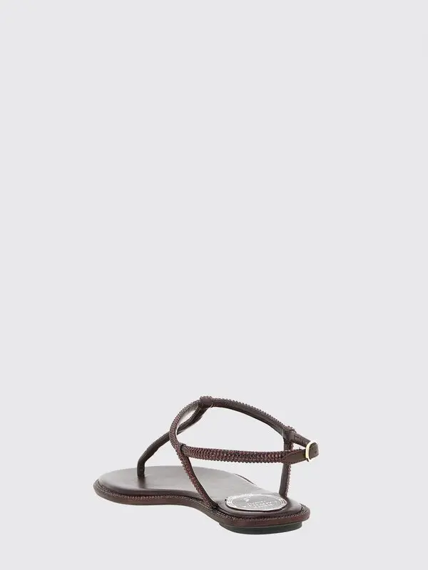 Rene Caovilla Diana Embellished Leather Thong Sandals - Brown