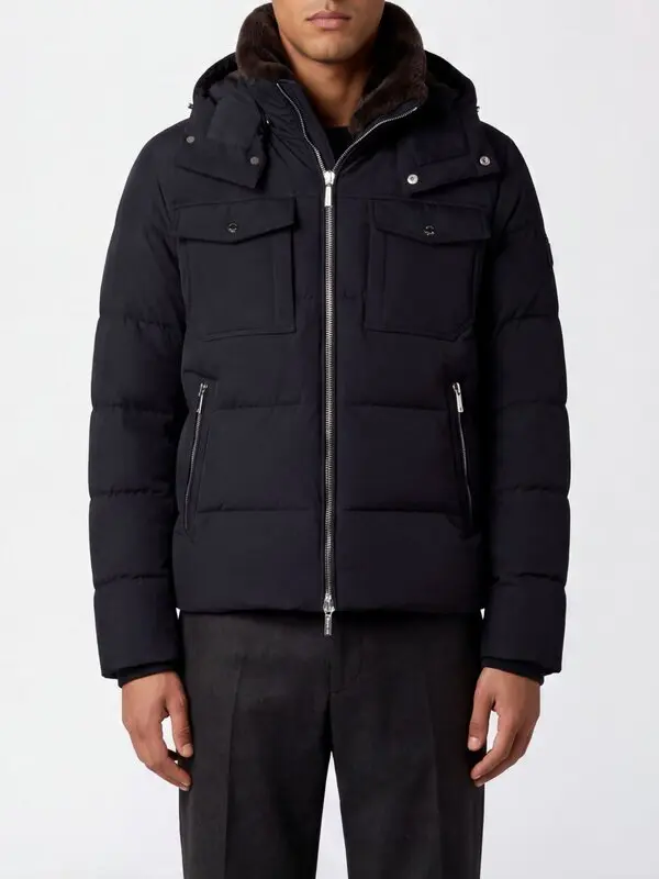 MOORER Alarick Wool And Cashmere Down Jacket With Detachable Hood - Navy