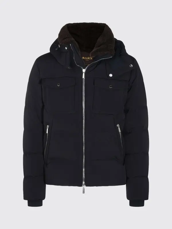 MOORER Alarick Wool And Cashmere Down Jacket With Detachable Hood - Navy