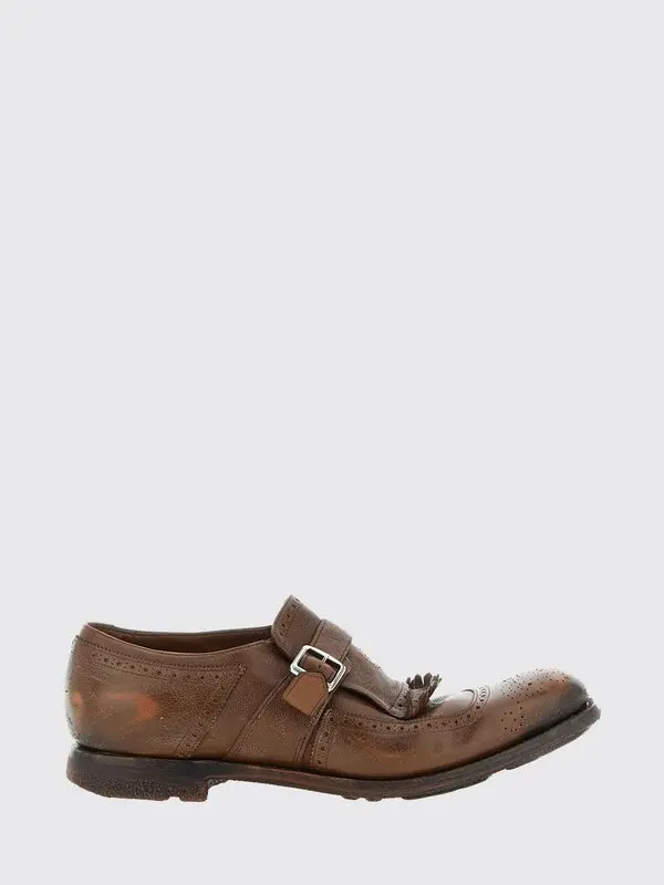 Church's Shanghai Vintage Leather Monk Strap Shoes With Fringe - Brown
