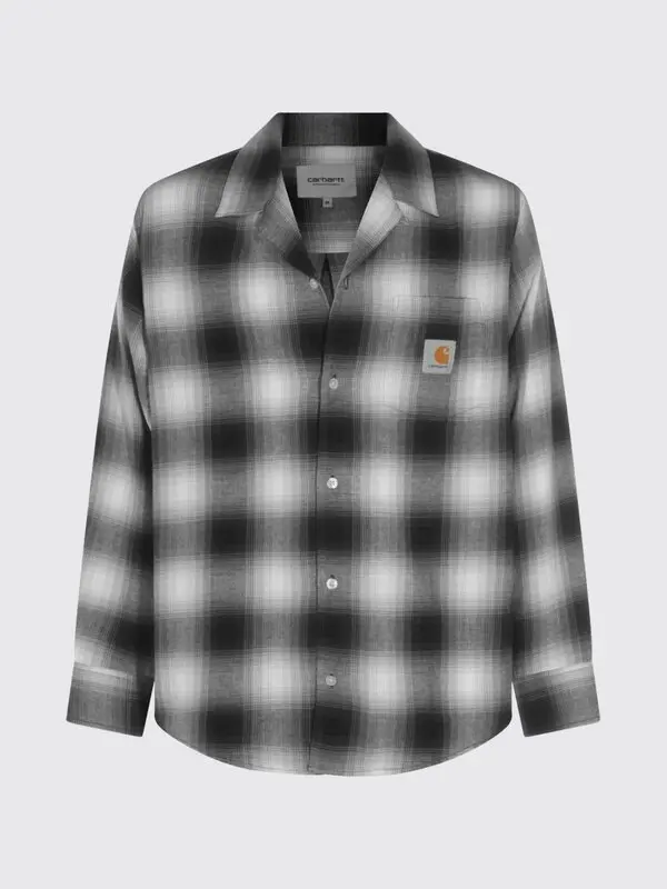 Carhartt Work In Progress Check Cotton Shirt With Cuban Collar - Black