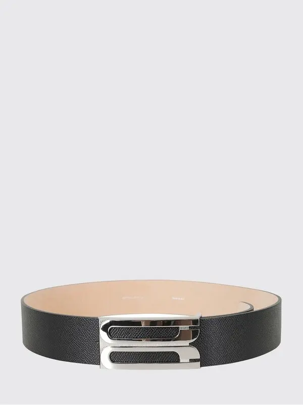 Victoria Beckham Dorian Calf Leather Belt With Logo Buckle - Silver