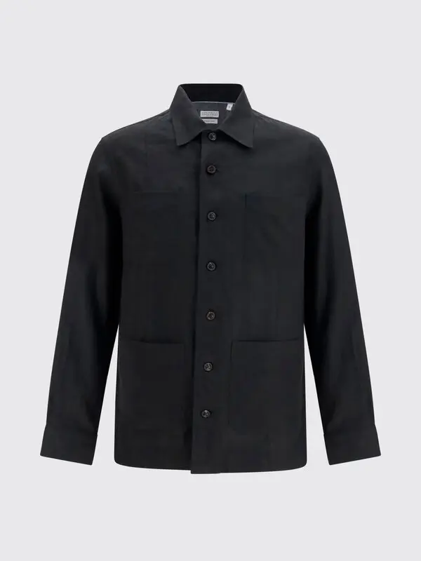 Brunello Cucinelli Casual Pure Linen Shirt With Patch Pocket