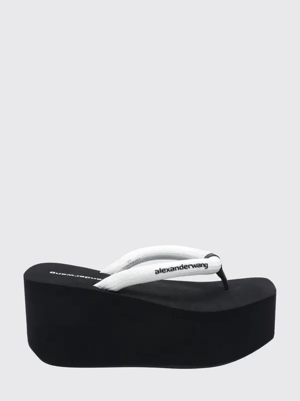 Alexander Wang Jenna Mesh Thong Wedge Platform Sandals - White