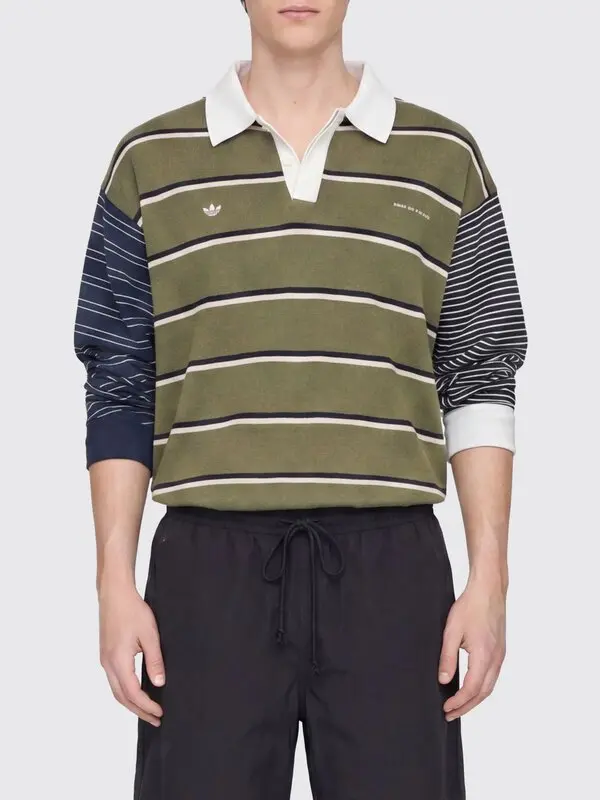 ADIDAS ORIGINALS Song For The Mute X Long-sleeved Knit Polo With Contrasting Trims - Olive