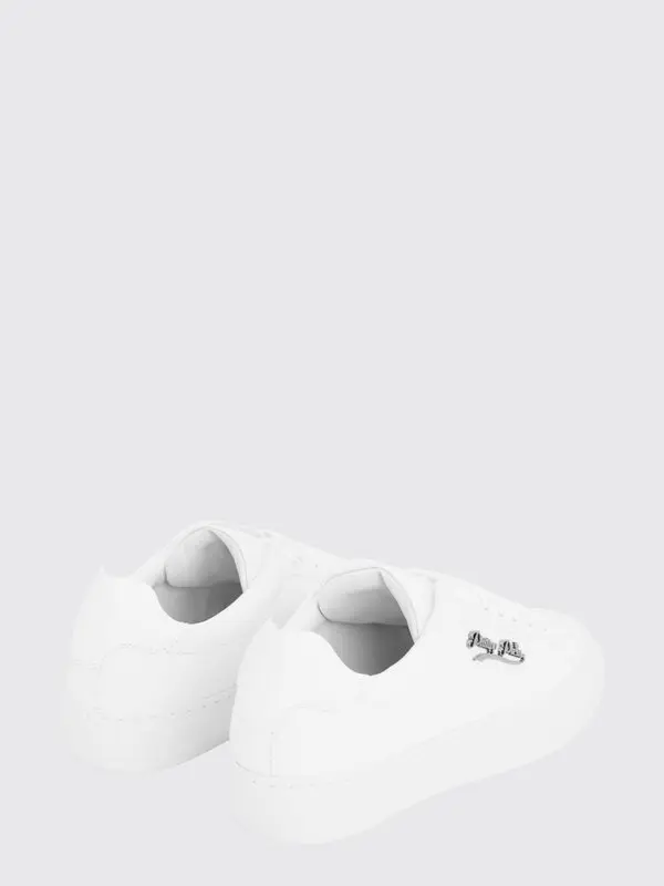 Philipp Plein Low Top Smooth Leather Sneakers With Applied Metal Logo - White