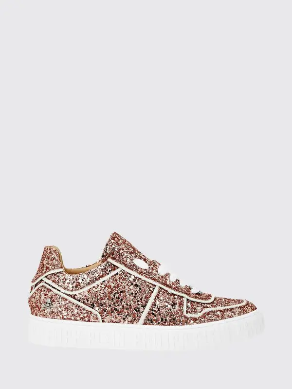 Philipp Plein Glitter Technical Fabric Low Top Sneakers With Embroidery - Pink