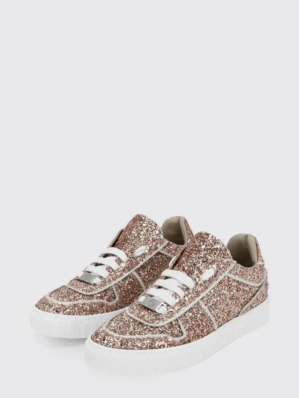 Philipp Plein Glitter Technical Fabric Low Top Sneakers With Embroidery