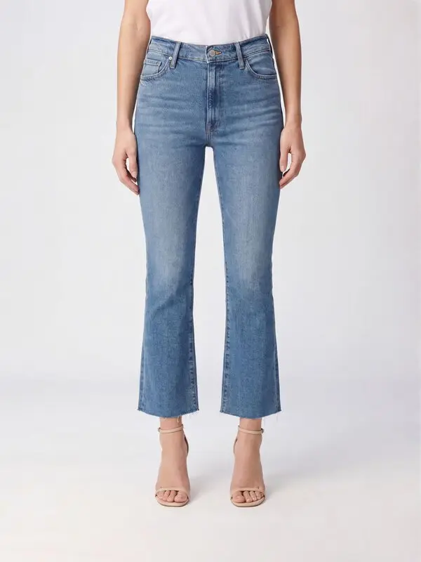 MOTHER The Hustler Ankle Fray High-waisted Cropped Flare Jeans - Gnawed Blue