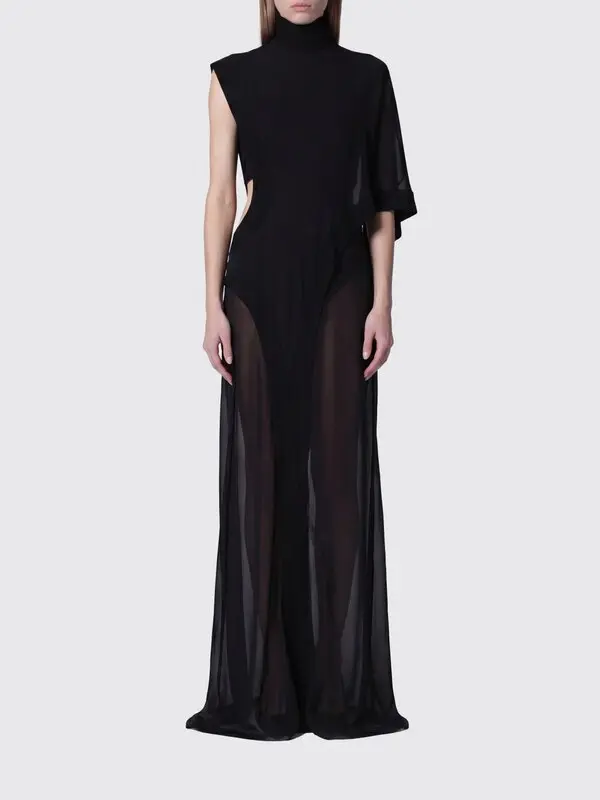 FRANCESCO MURANO One-shoulder Silk Evening Gown With Turtleneck - Black