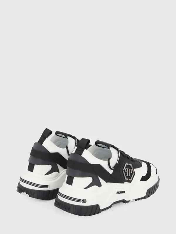 Philipp Plein Low-top Knit Sneakers With Bicolour Monogram And Serrated Sole