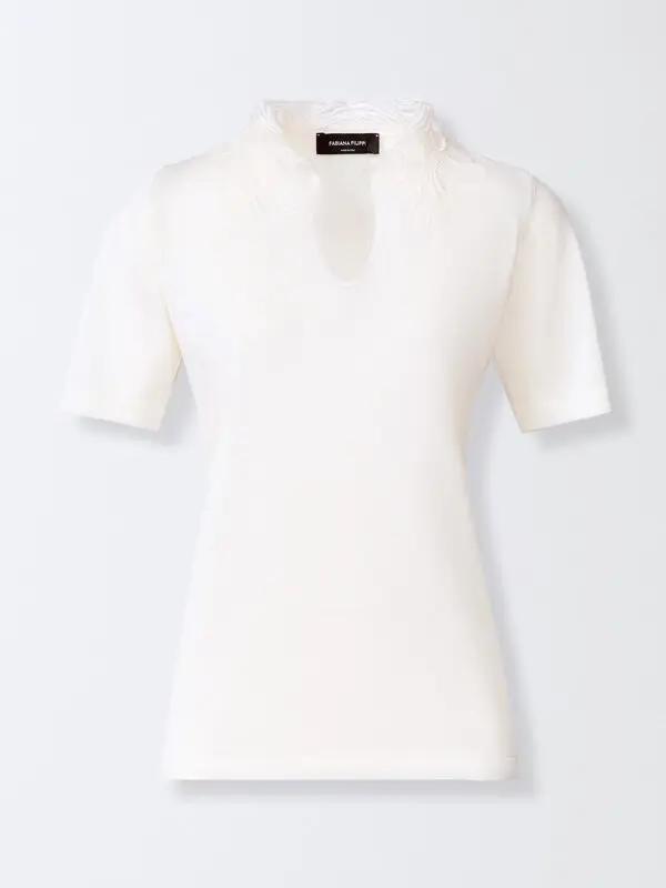 Fabiana Filippi Lace Collar Polo Shirt
