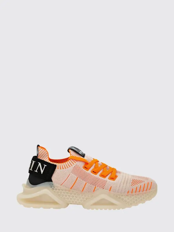 Philipp Plein Crochet Knit Low-top Sneakers With Elasticated Ankle And Logo - Beige