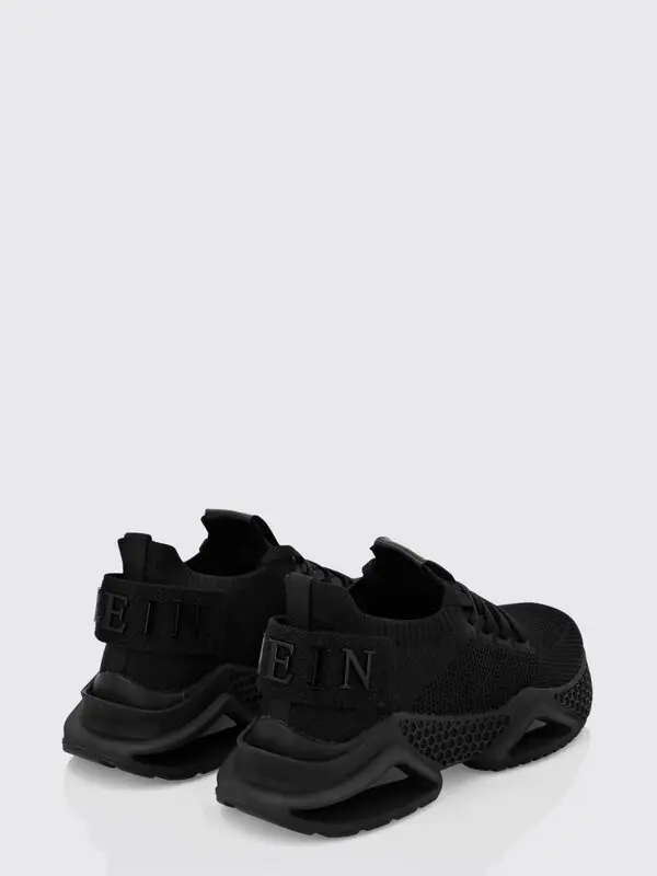 Philipp Plein Crochet Knit Low-top Sneakers With Elasticated Ankle And Logo - Black 2
