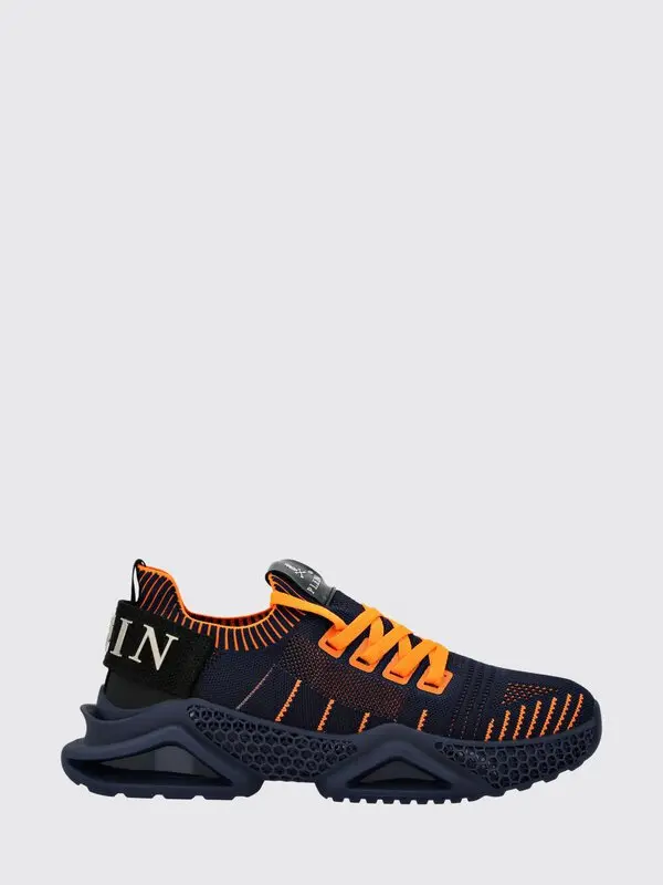 Philipp Plein Crochet Knit Low-top Sneakers With Elasticated Ankle And Logo - Blue