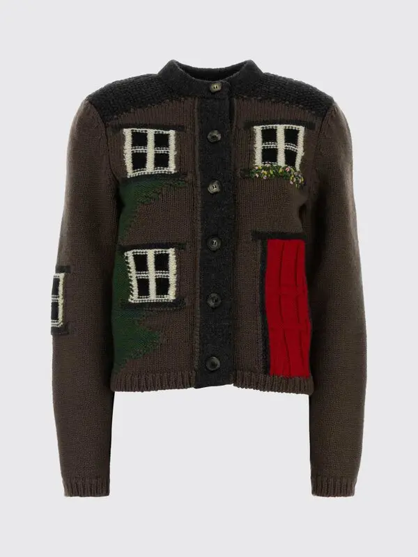 JW Anderson Slim Fit Embroidered Sheep Wool Cardigan