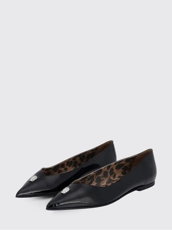 Philipp Plein Patent Leather Ballet Flats With Skull Appliqu