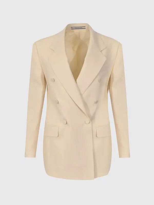 Tagliatore Loreley Cropped Double-breasted Linen Blazer