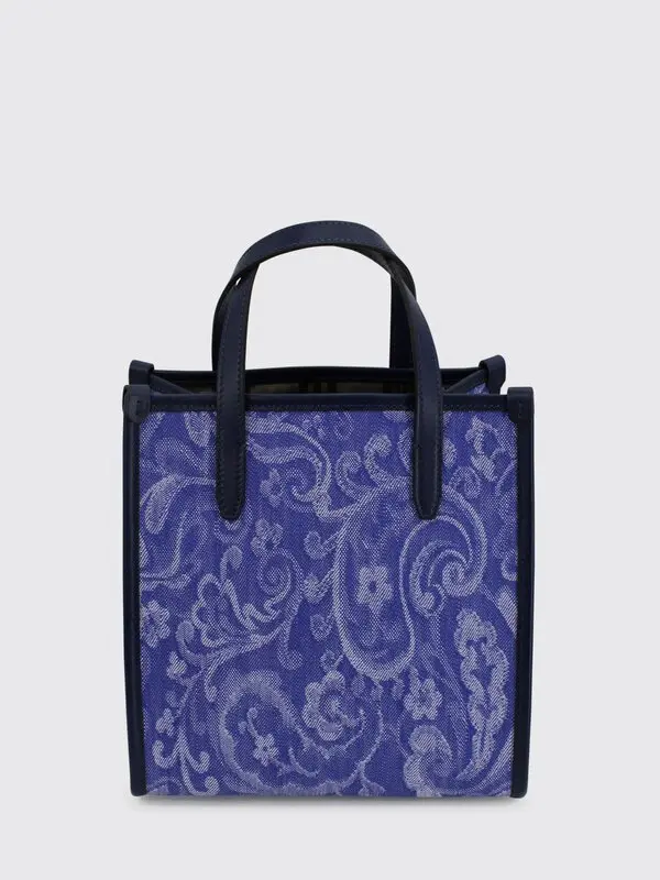 Etro Paisley Print Cotton Handbag With Leather Details