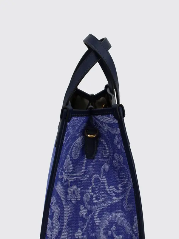 Etro Paisley Print Cotton Handbag With Leather Details