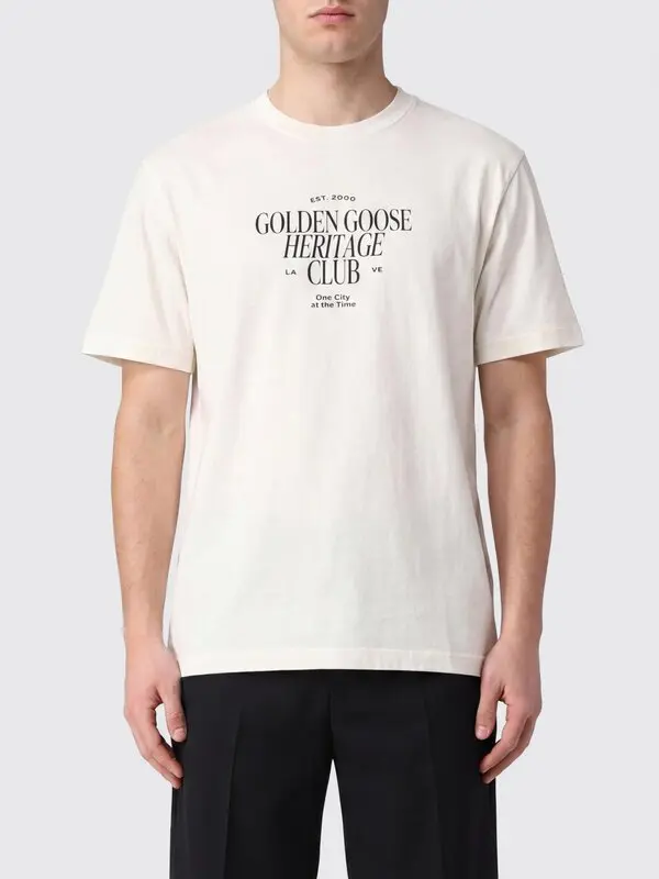 GOLDEN GOOSE Crewneck Cotton T-shirt With Printed Logo - White