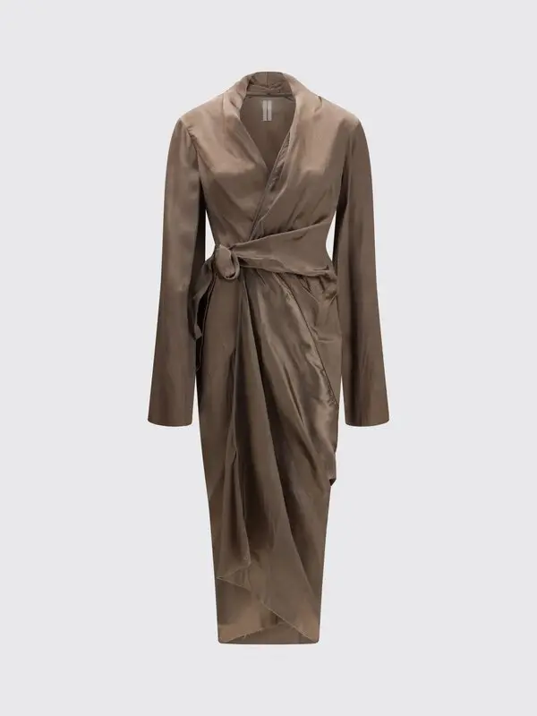 Rick Owens Midi Wrap Shirt Dress In Cupro
