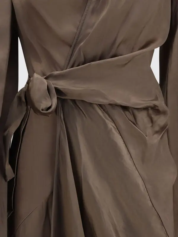 Rick Owens Midi Wrap Shirt Dress In Cupro