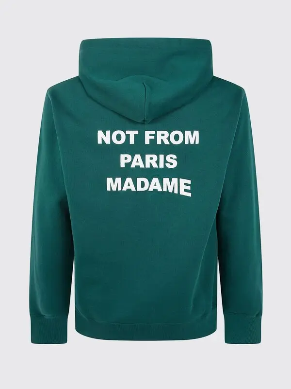 Drole De Monsieur Relaxed Fit Cotton Hoodie With Slogan Print - Green