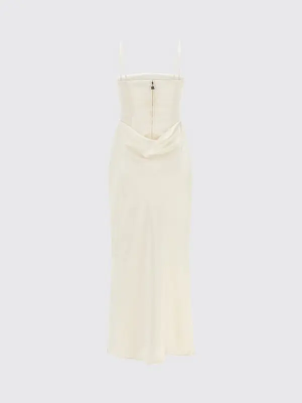 ROTATE BY BIRGER CHRISTENSEN Long Satin Bustier Gown With Square Neckline And Draped Waist