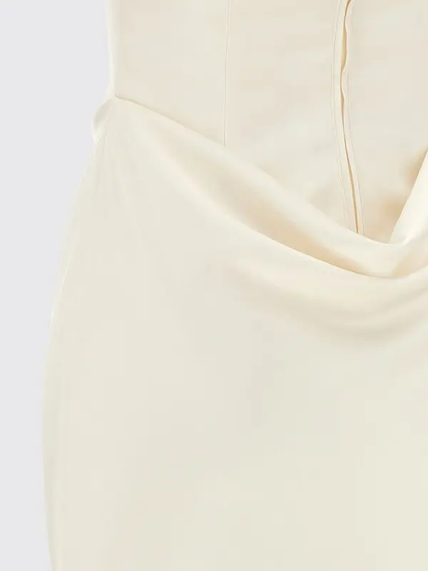 ROTATE BY BIRGER CHRISTENSEN Long Satin Bustier Gown With Square Neckline And Draped Waist