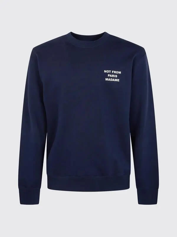 Drole De Monsieur Cotton Crewneck Sweatshirt With Slogan Print - Blue