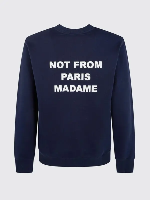 Drole De Monsieur Cotton Crewneck Sweatshirt With Slogan Print - Blue