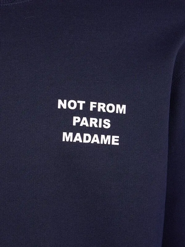 Drole De Monsieur Cotton Crewneck Sweatshirt With Slogan Print - Blue