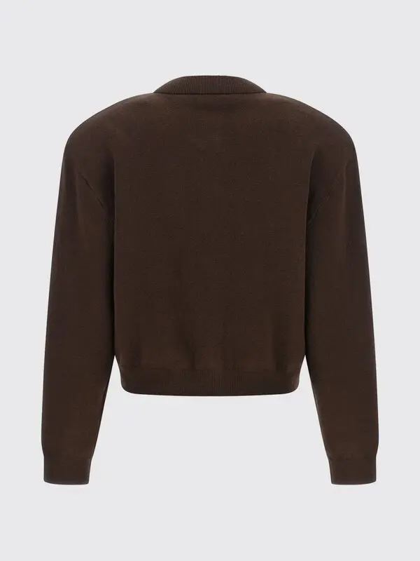 ROTATE BY BIRGER CHRISTENSEN Crewneck Cardigan With Logo Lettering In Cotton And Cashmere - Brown