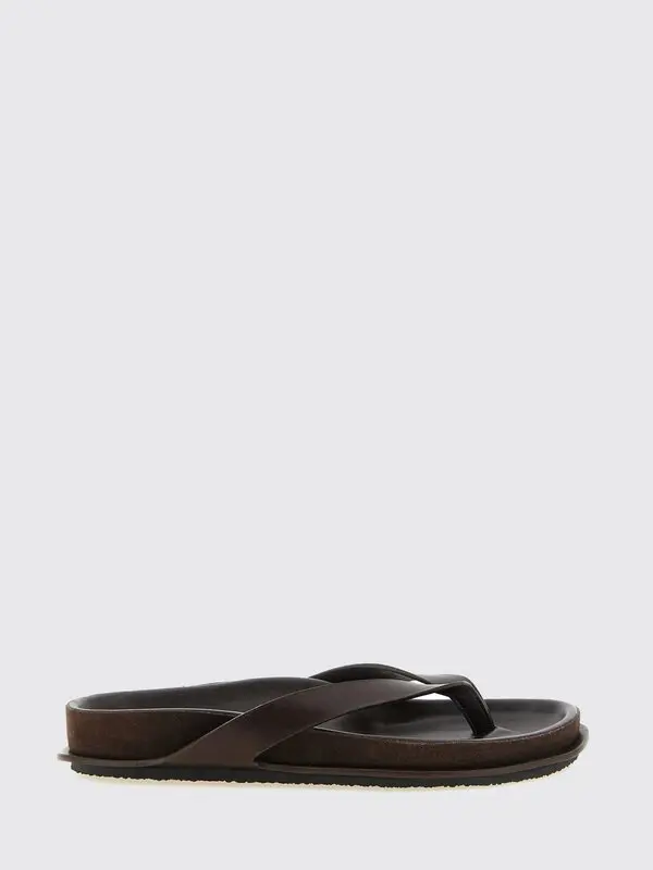 Jacquemus The Tatanes Calfskin Thong Sandals With Low Heel - Brown