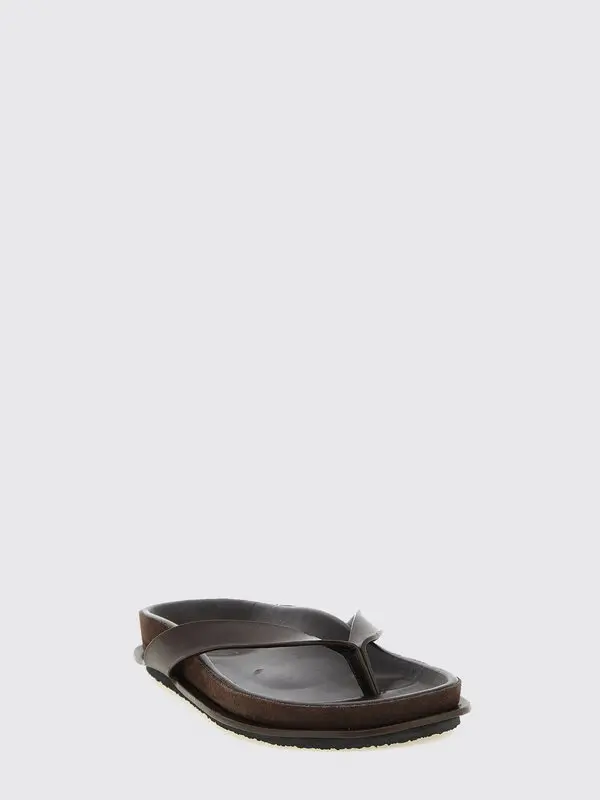 Jacquemus The Tatanes Calfskin Thong Sandals With Low Heel - Brown
