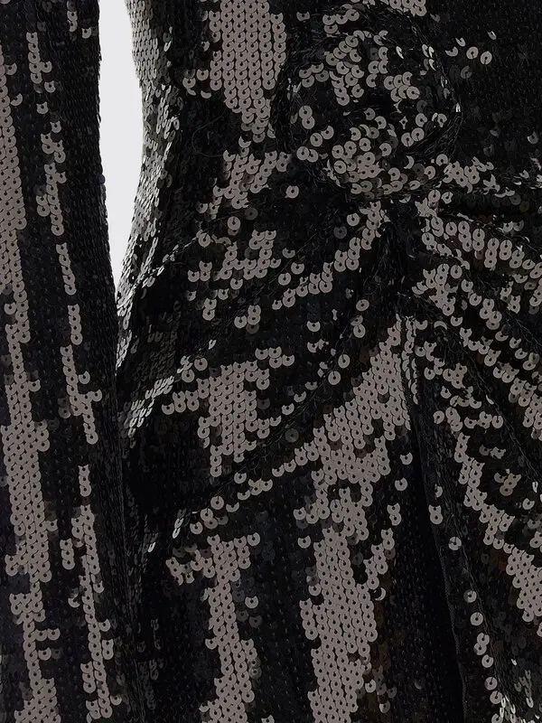 ROTATE BY BIRGER CHRISTENSEN All-over Sequin Embellished Long-sleeved Mini Dress - Black