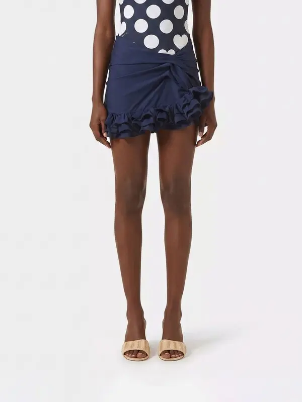 Jacquemus Asymmetrical Crêpe Mini Skirt With Ruffles And Low Waist - Blue