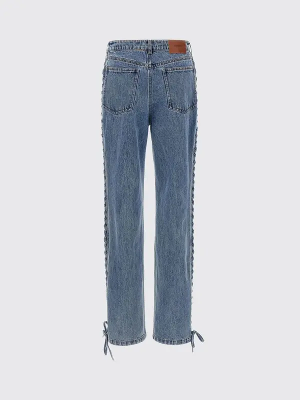 ROTATE BY BIRGER CHRISTENSEN High-waisted Straight Jeans In Denim With Woven Straps - Blue