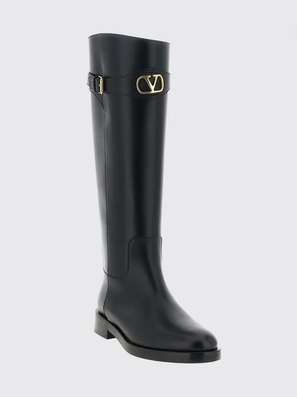 Valentino Garavani Knee-high Vlogo Signature Boots In Calfskin Leather