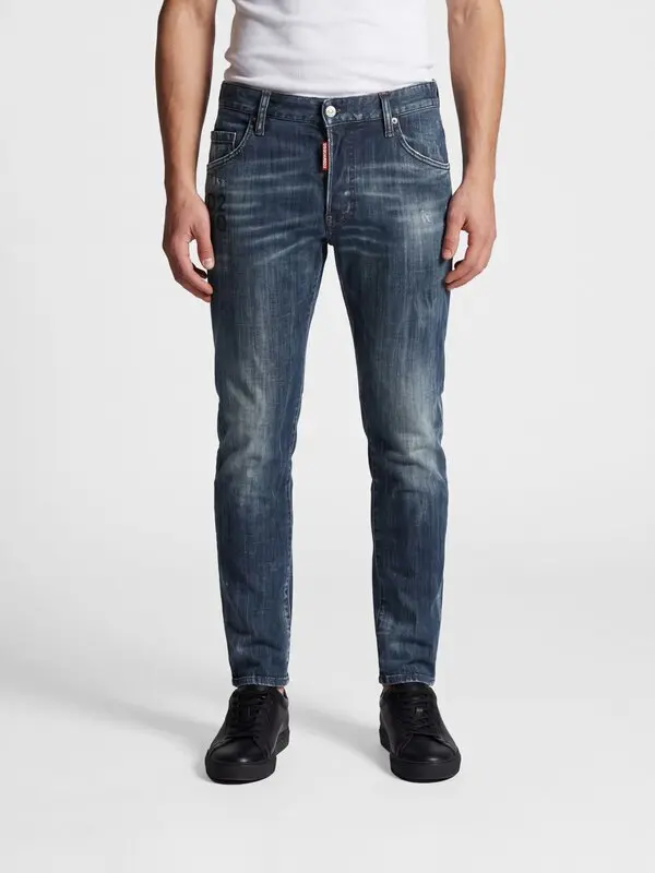 Dsquared2 Skater Slim Fit Distressed Stretch Denim Jeans - Blue