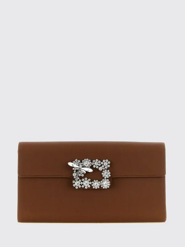 ROGER VIVIER Mini Satin Bucket Bag With Jewel Buckle - Brown