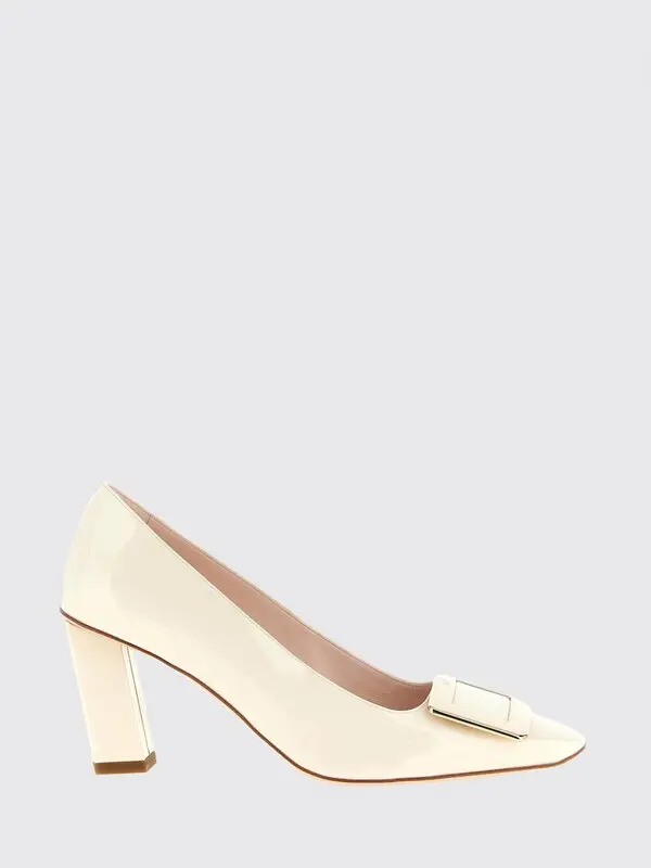 ROGER VIVIER Belle Vivier Patent Leather Pumps With Mid-heel - White