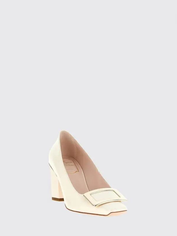 ROGER VIVIER Belle Vivier Patent Leather Pumps With Mid-heel - White